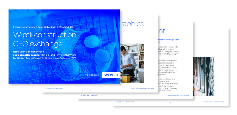 Wipfli Construction CFO Peer Exchange hub